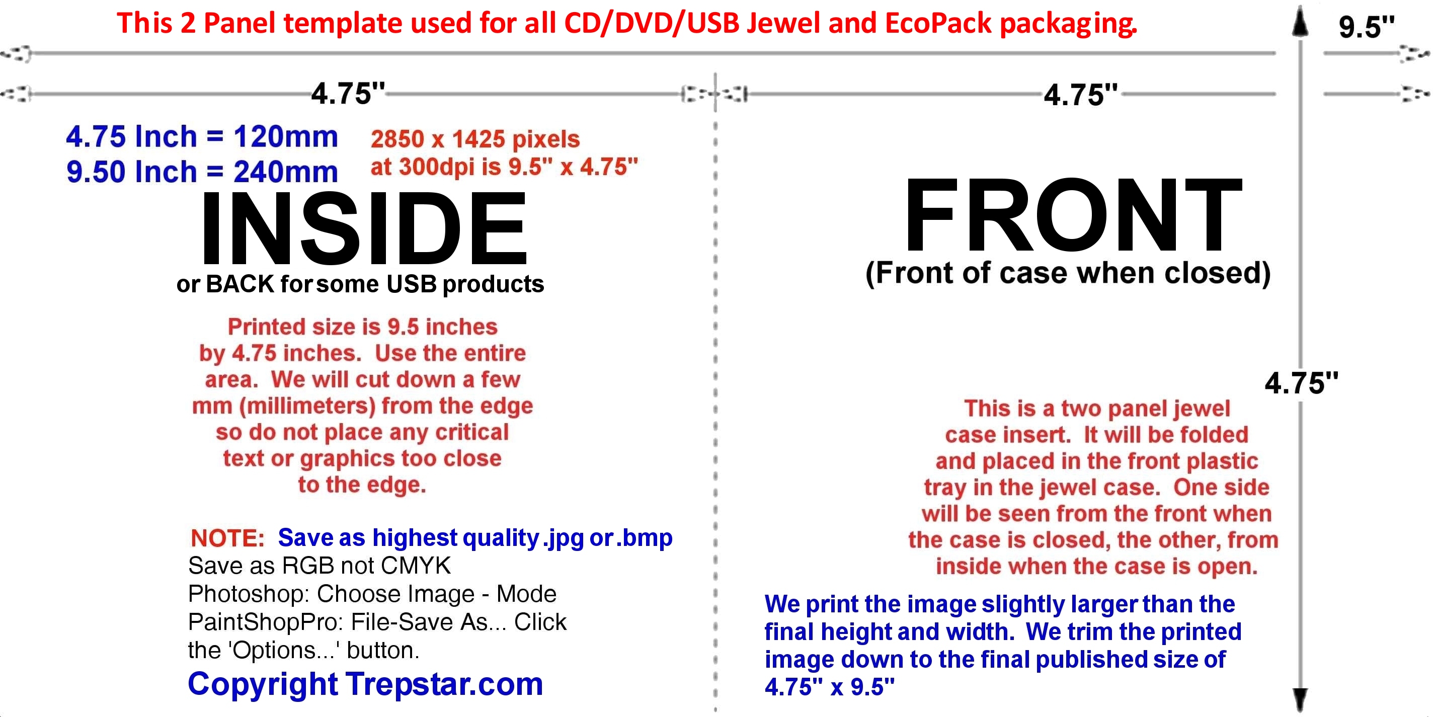 TrepStar Artwork Templates With Dimensions For Cd dvd Disc Cd Case Dvd Case Jewel Case 